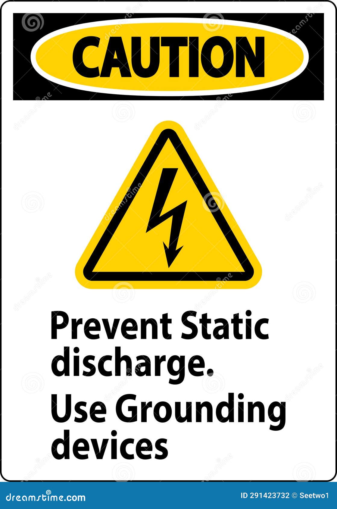 Caution Sign Prevent Static Discharge, Use Grounding Devices Stock ...