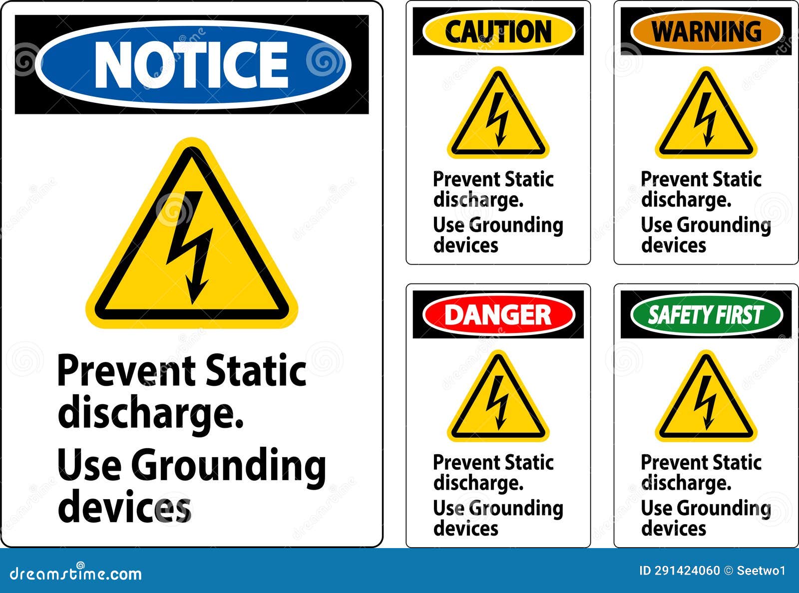 Caution Sign Prevent Static Discharge, Use Grounding Devices Stock ...