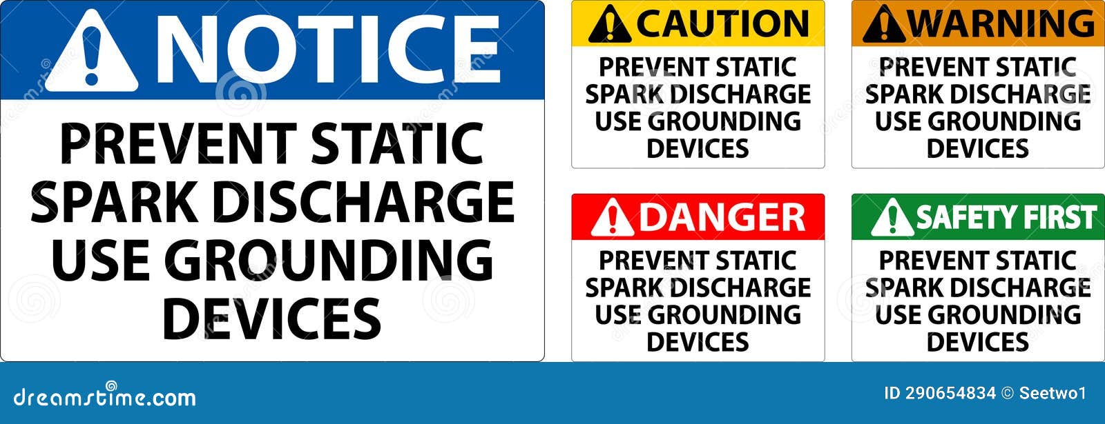 Caution Sign Prevent Static Spark Discharge Use Grounding Devices Stock ...