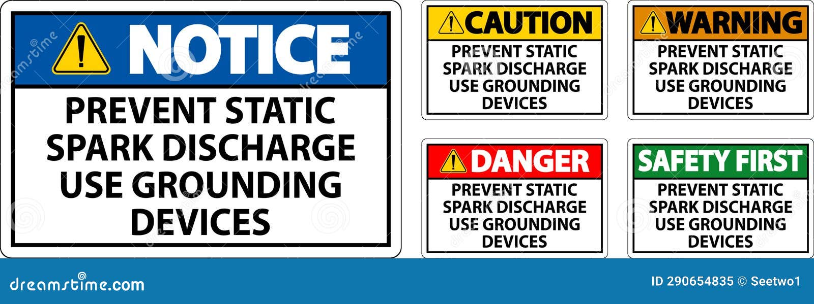 Caution Sign Prevent Static Spark Discharge Use Grounding Devices Stock ...