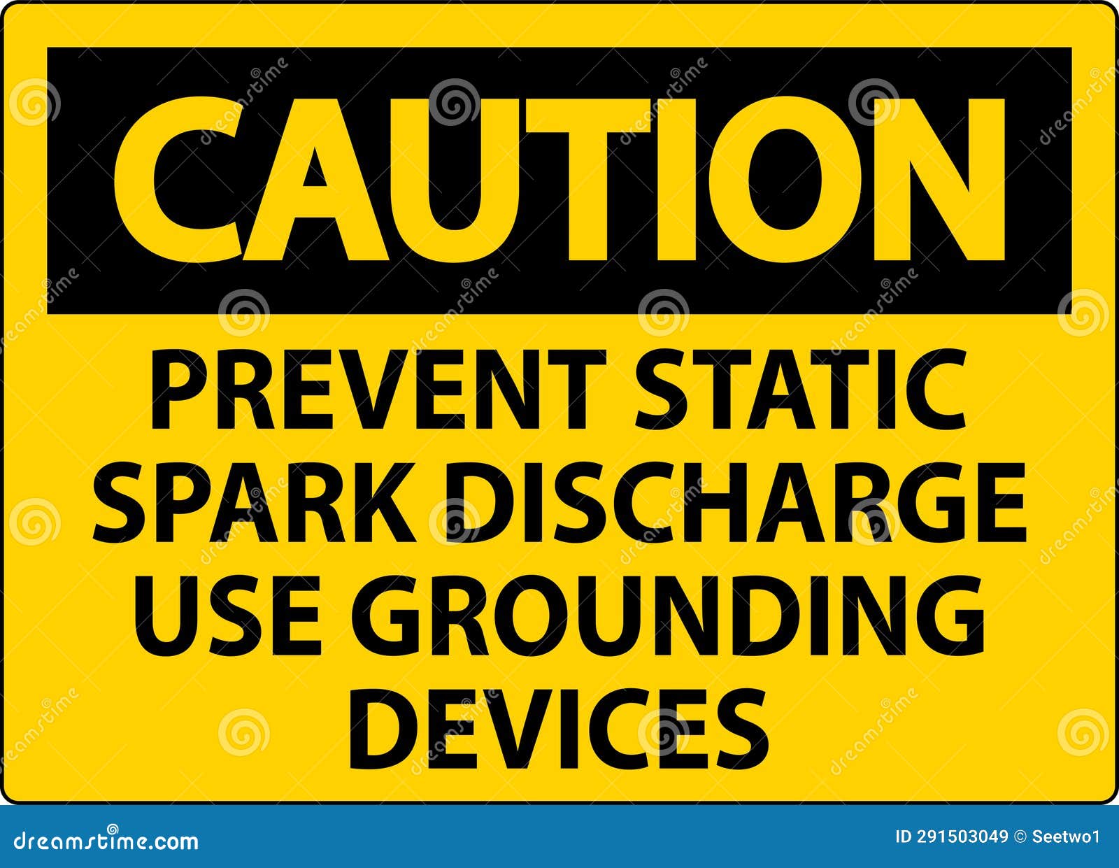 Caution Sign Prevent Static Spark Discharge Use Grounding Devices Stock ...