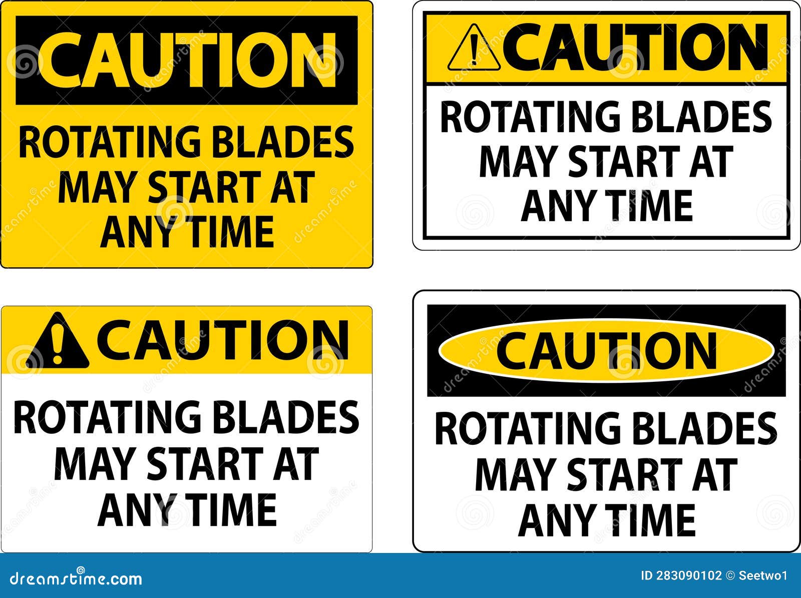 Caution Sign Rotating Blades May Start at Any Time Stock Vector ...