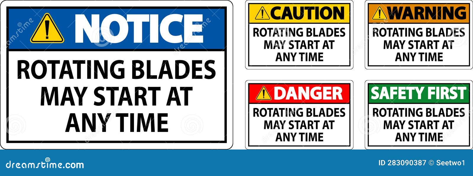 Caution Sign Rotating Blades May Start at Any Time Stock Vector ...