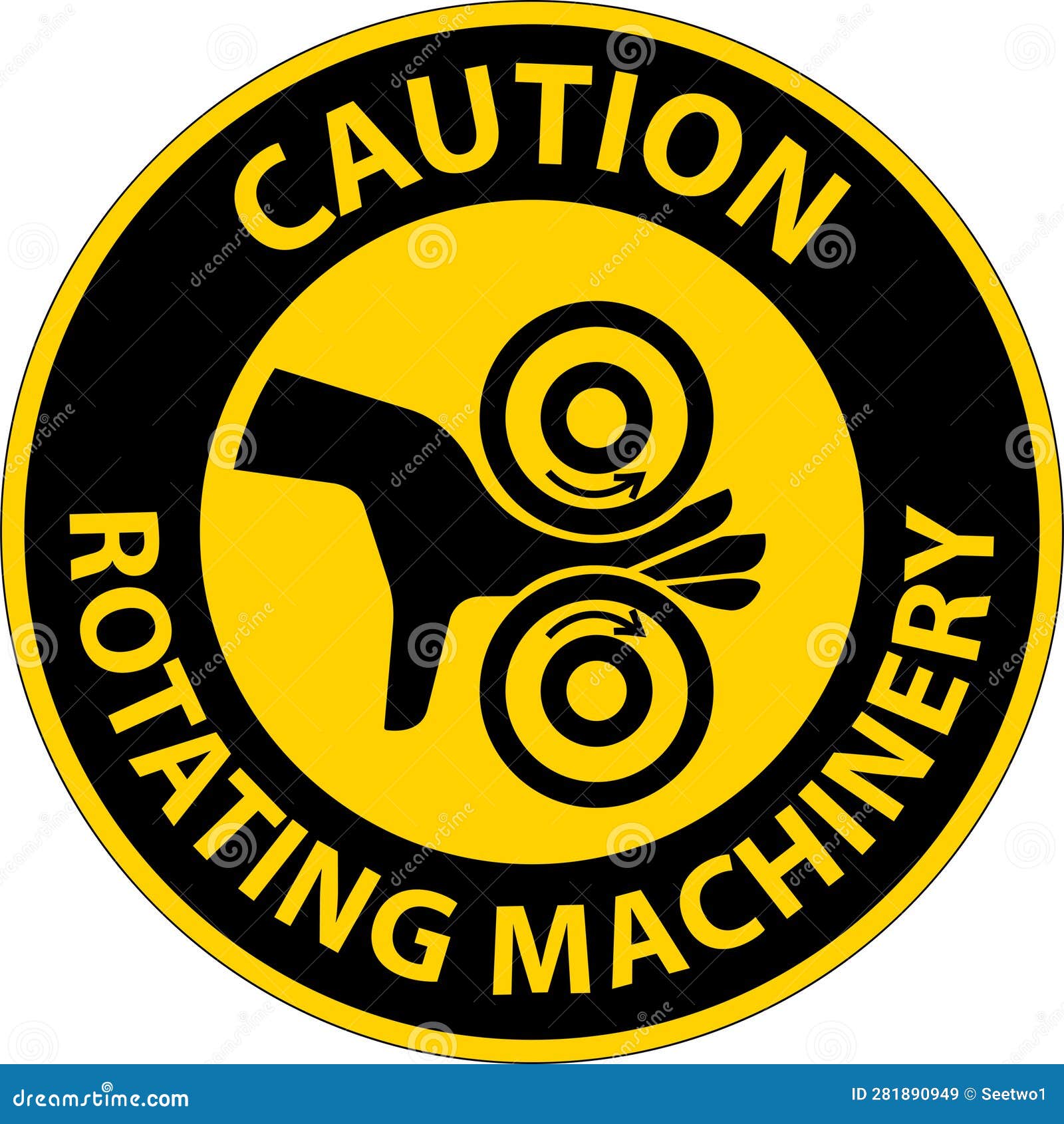 Caution Sign Rotating Machinery Keep Hands Away Stock Vector ...