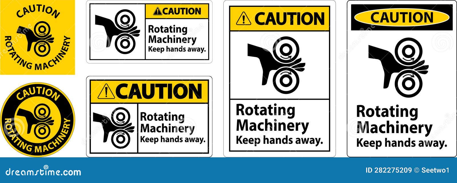 Caution Sign Rotating Machinery Keep Hands Away Stock Vector ...