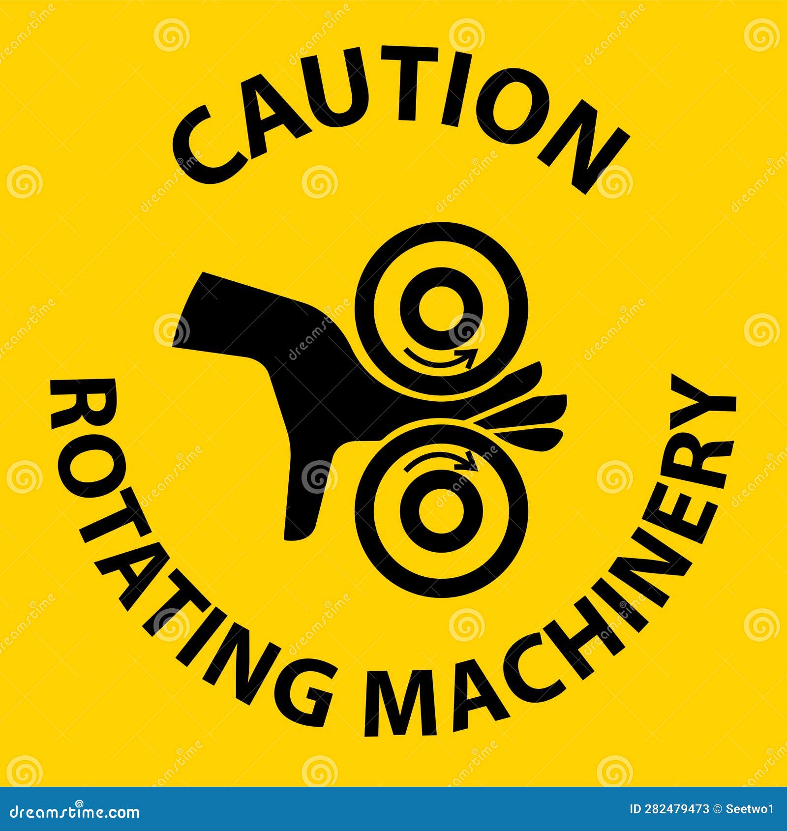 Caution Sign Rotating Machinery Keep Hands Away Stock Vector ...
