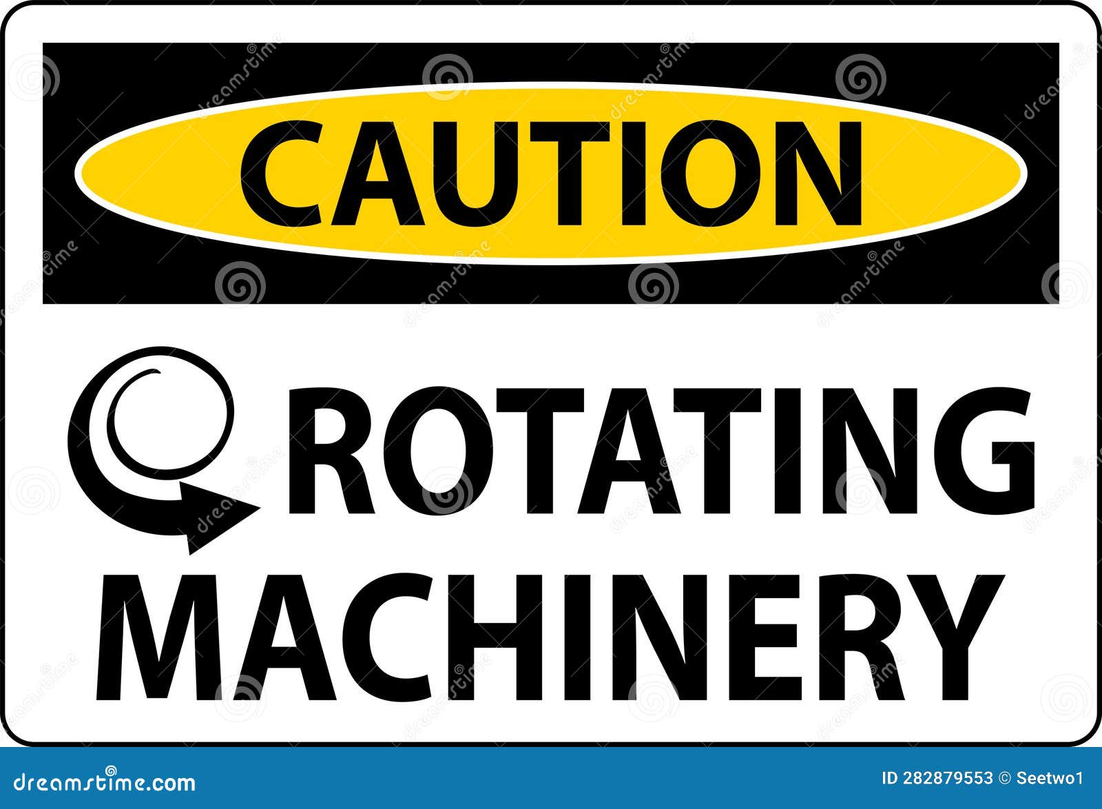 Caution Sign Rotating Machinery on White Background Stock Vector ...