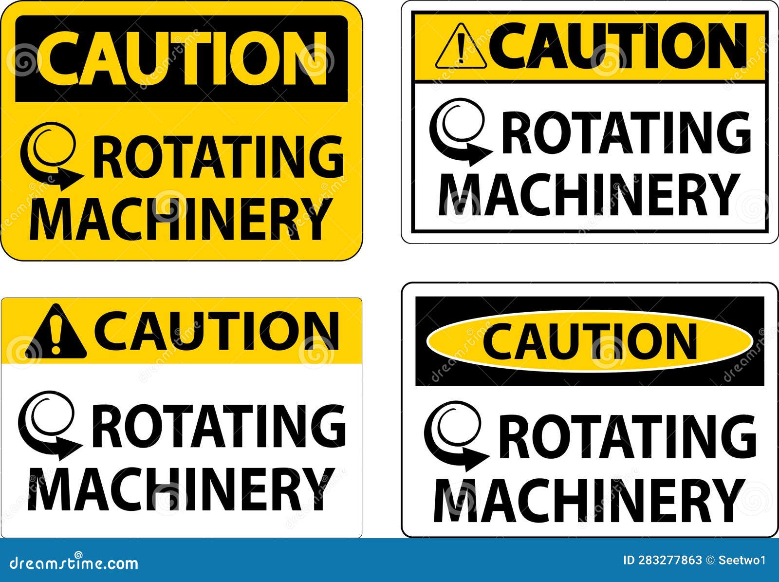 Caution Sign Rotating Machinery on White Background Stock Vector ...
