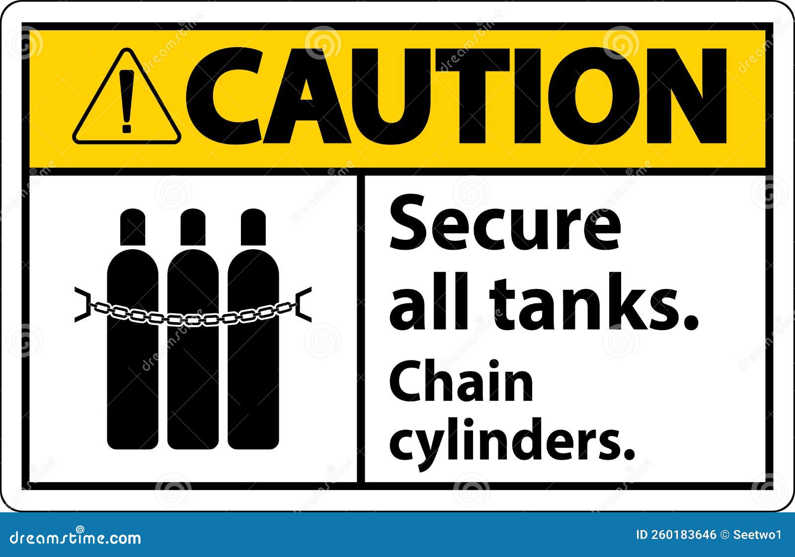 Caution Sign Secure All Tanks, Chain Cylinders Stock Vector ...