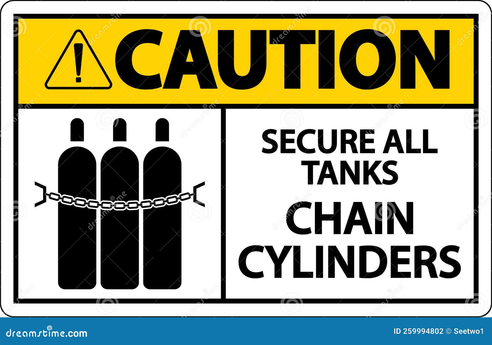 Caution Sign Secure All Tanks, Chain Cylinders Stock Vector ...