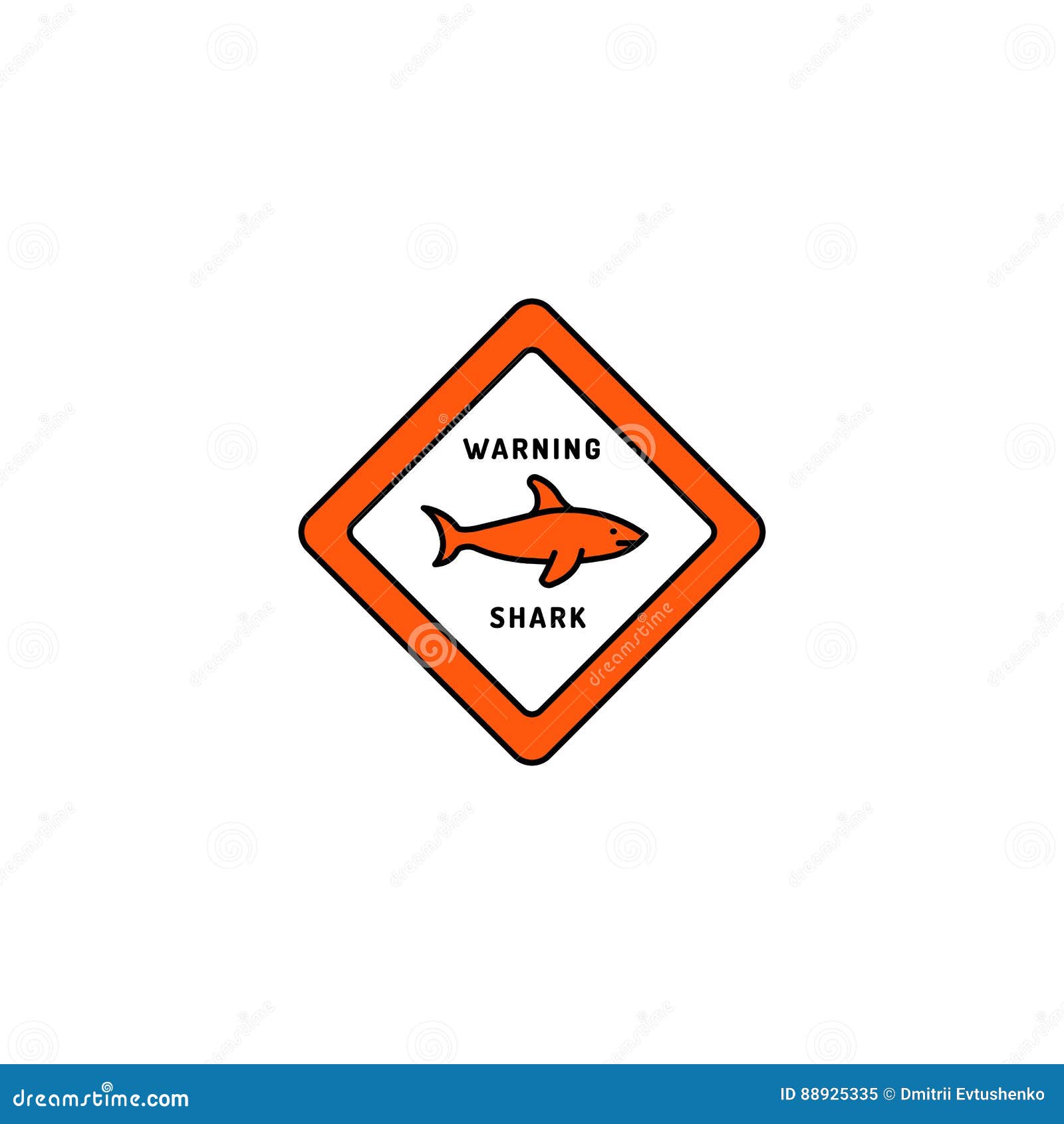 Caution sign shark stock vector. Illustration of seaside - 88925335