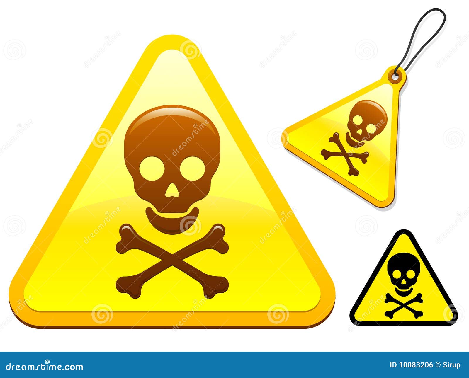 Caution Sign with Skull and Bones Stock Vector - Illustration of shadow ...