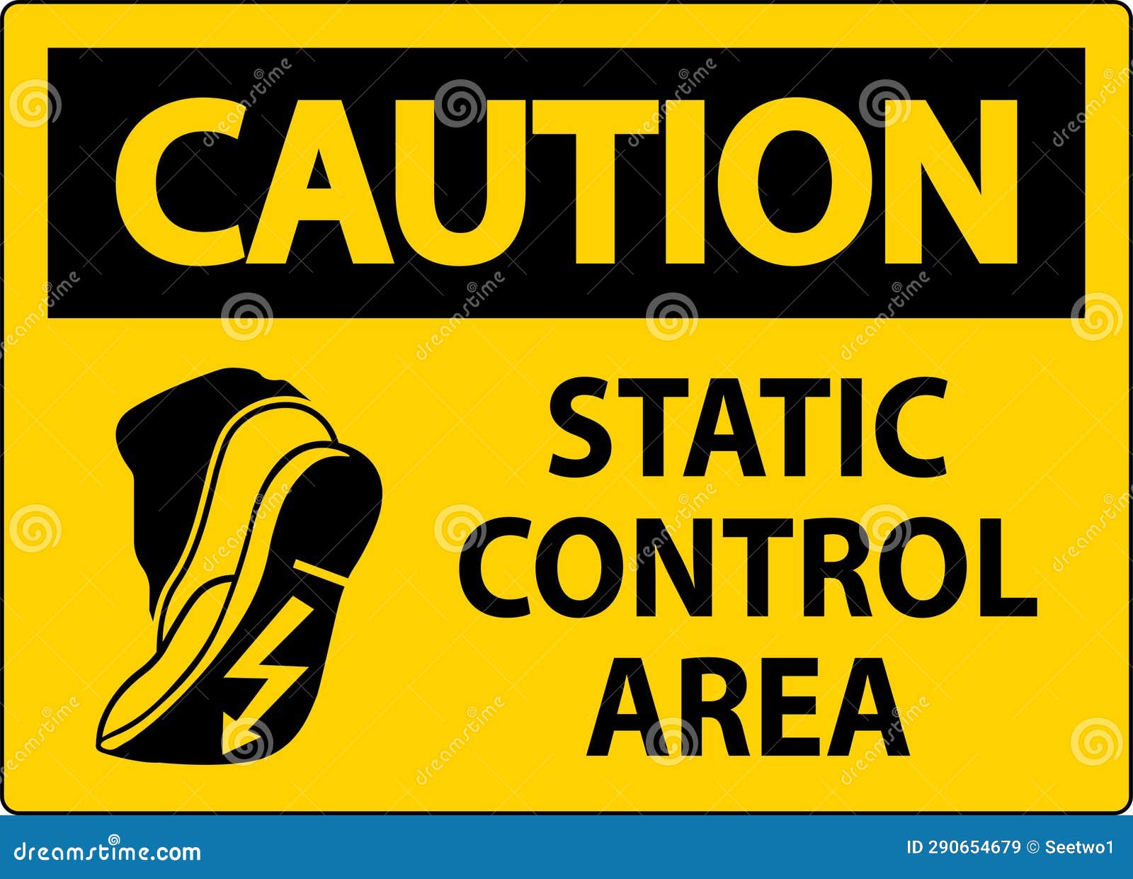 Caution Static Control Area Symbol Sign, Vector Illustration, Isolated ...