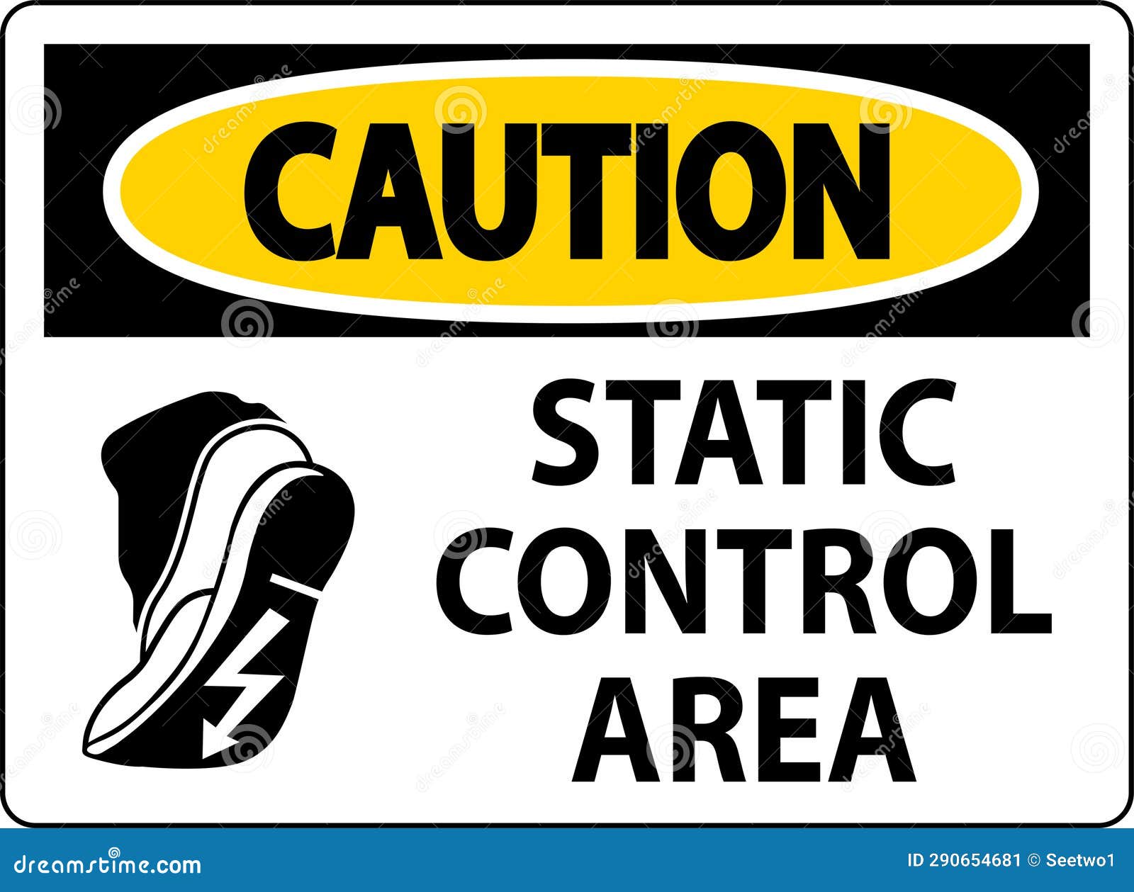 Caution Sign Static Control Area Stock Vector - Illustration of ...