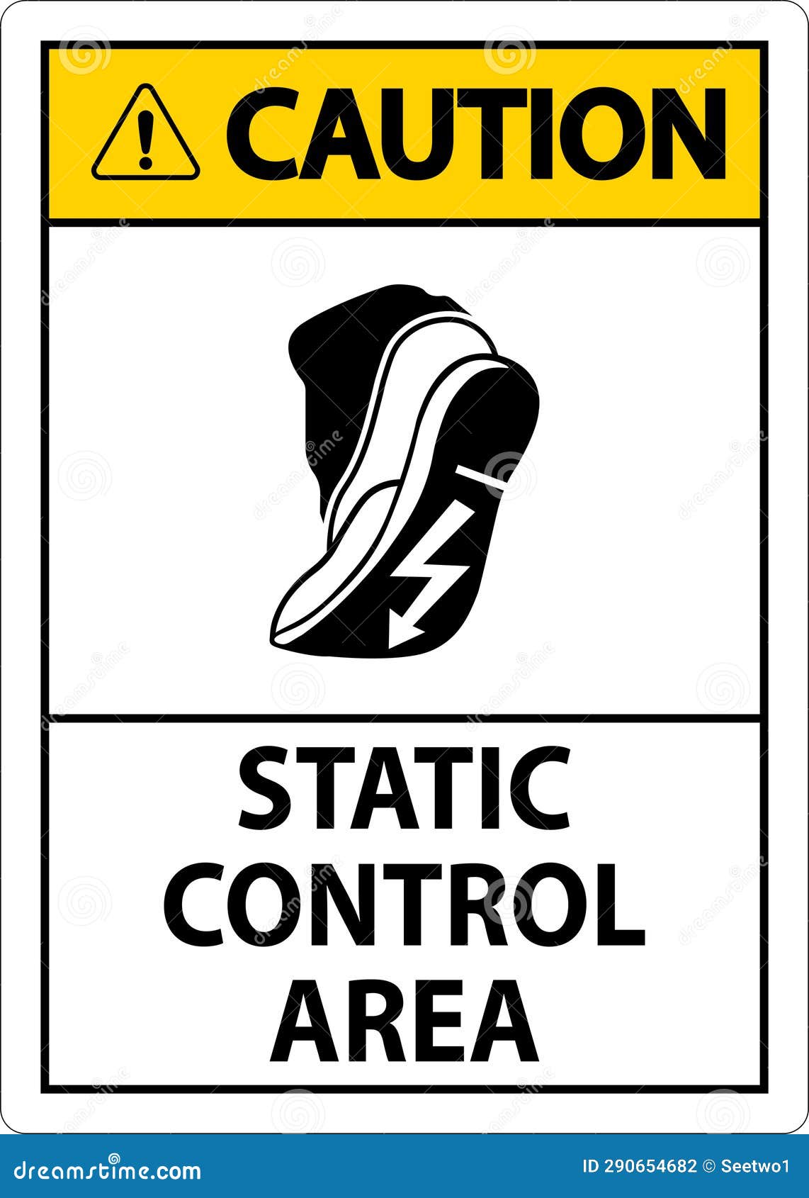 Caution Sign Static Control Area Stock Vector - Illustration of ...