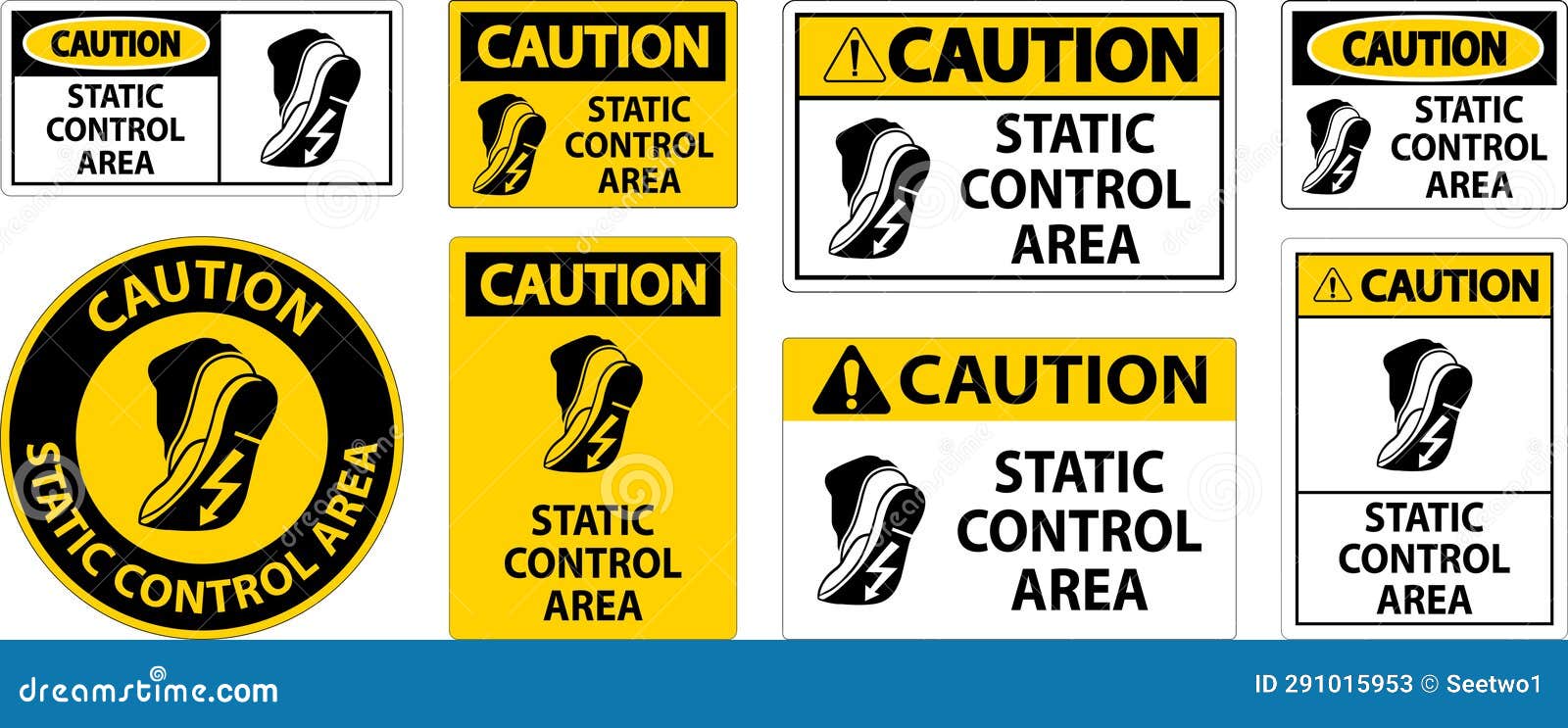 Caution Sign Static Control Area Stock Vector - Illustration of circuit ...