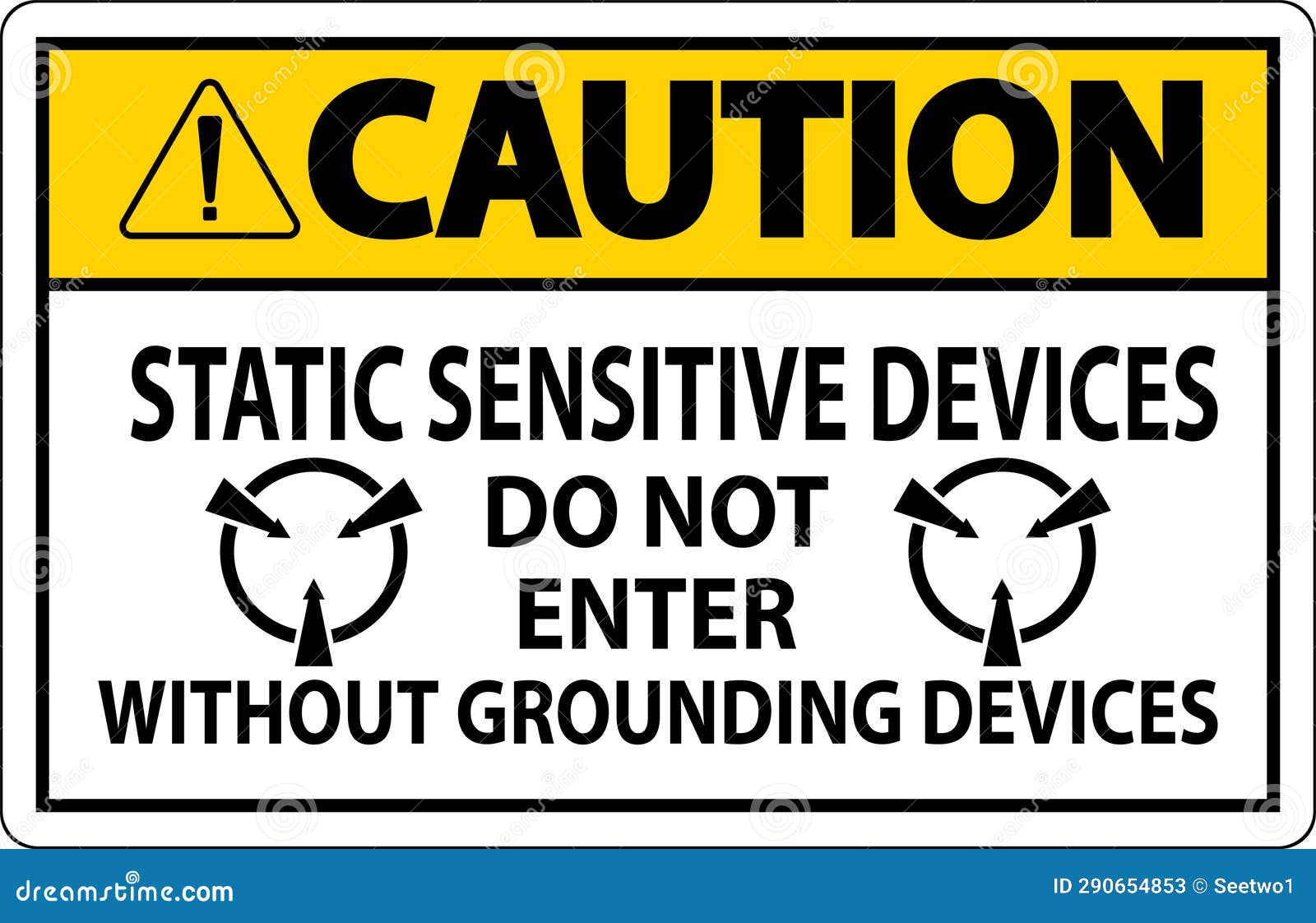Caution Sign Static Sensitive Devices Do Not Enter without Grounding ...