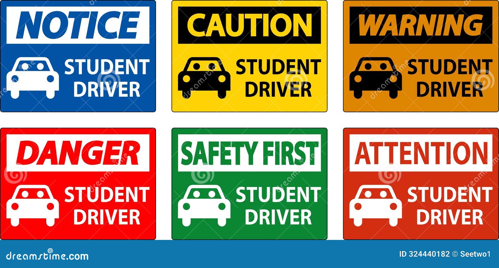 Caution Sign, Student Driver Sign Stock Vector - Illustration of lesson ...