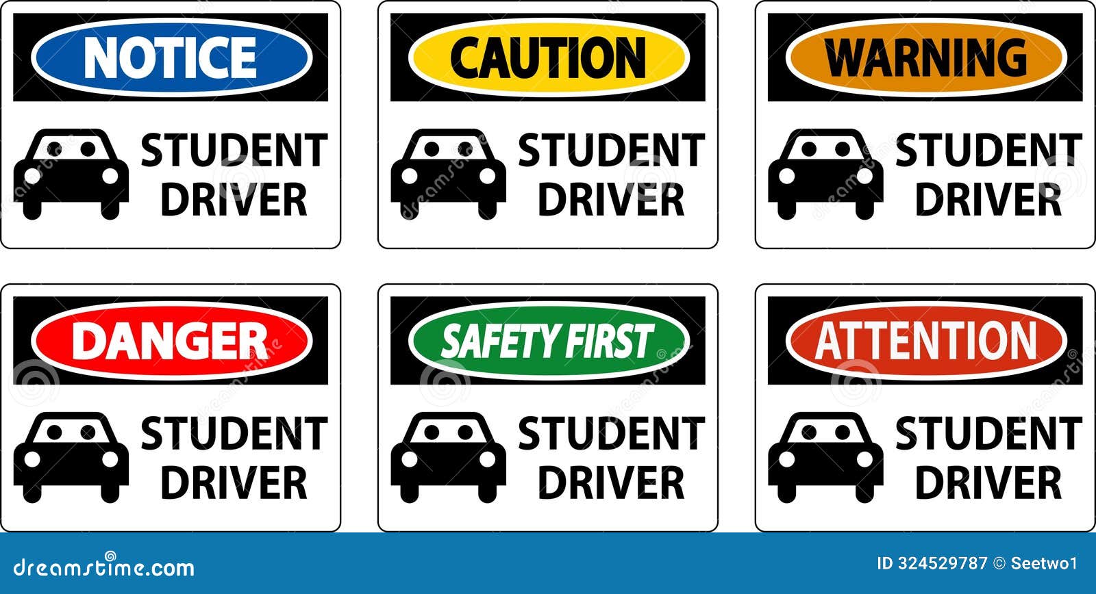 Caution Sign, Student Driver Sign Stock Vector - Illustration of ...