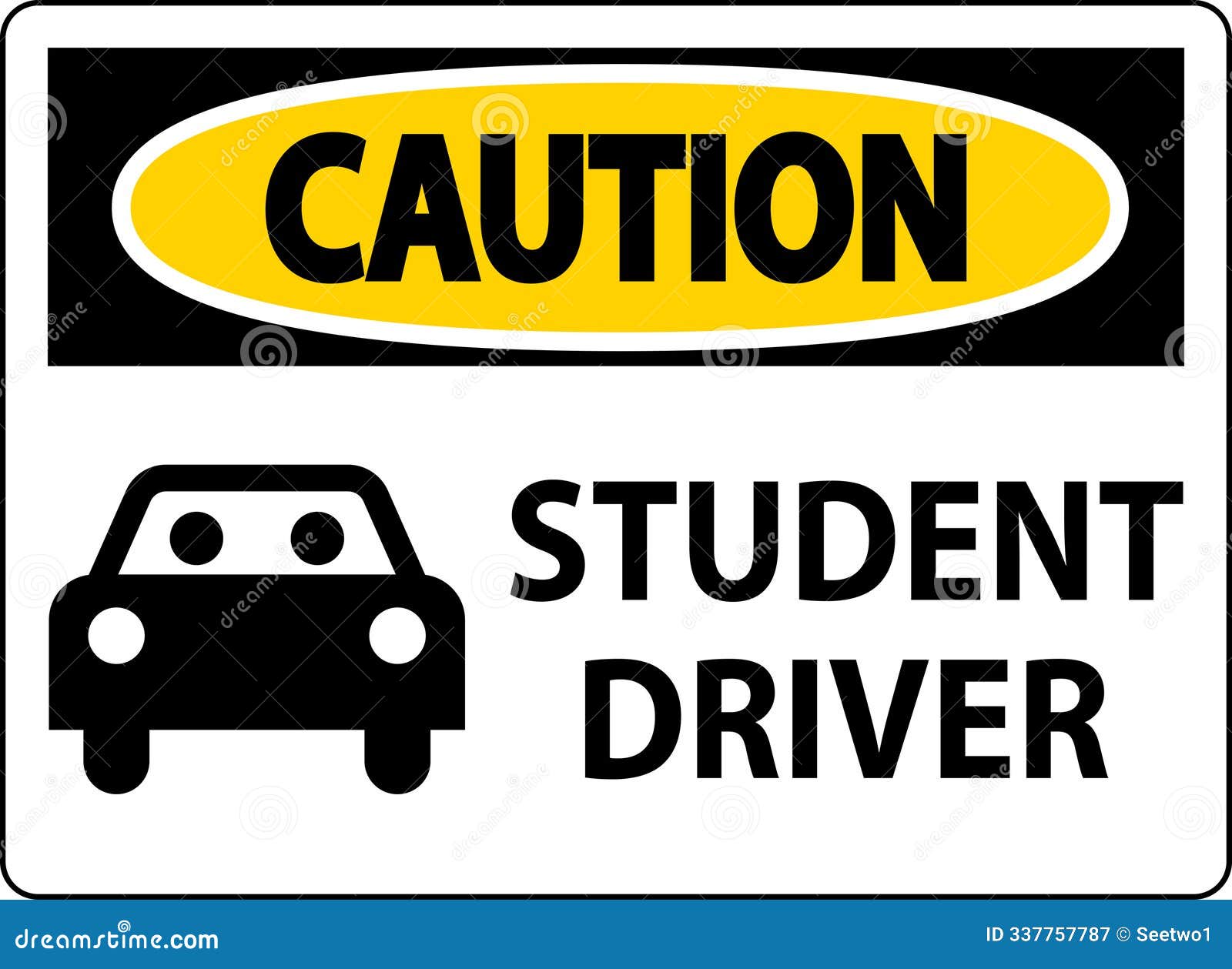 Caution Sign, Student Driver Sign Stock Vector - Illustration of poster ...