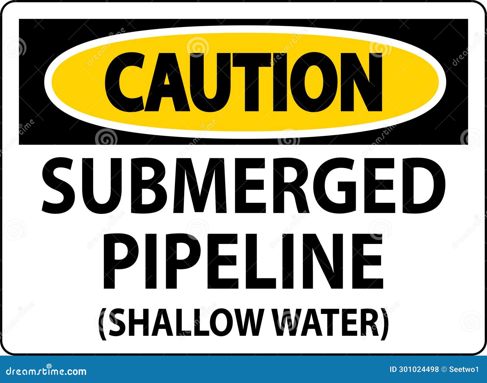 Caution Sign Submerged Pipeline (Shallow Water Stock Vector ...
