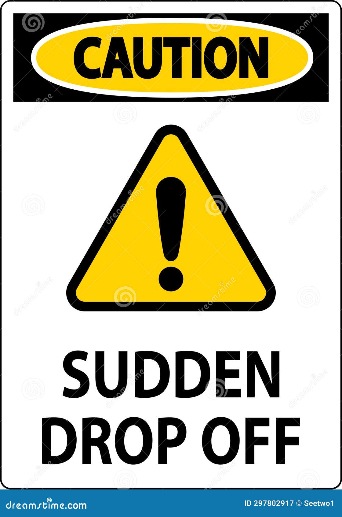 Caution Sign Sudden Drop Off Stock Vector - Illustration of injury ...