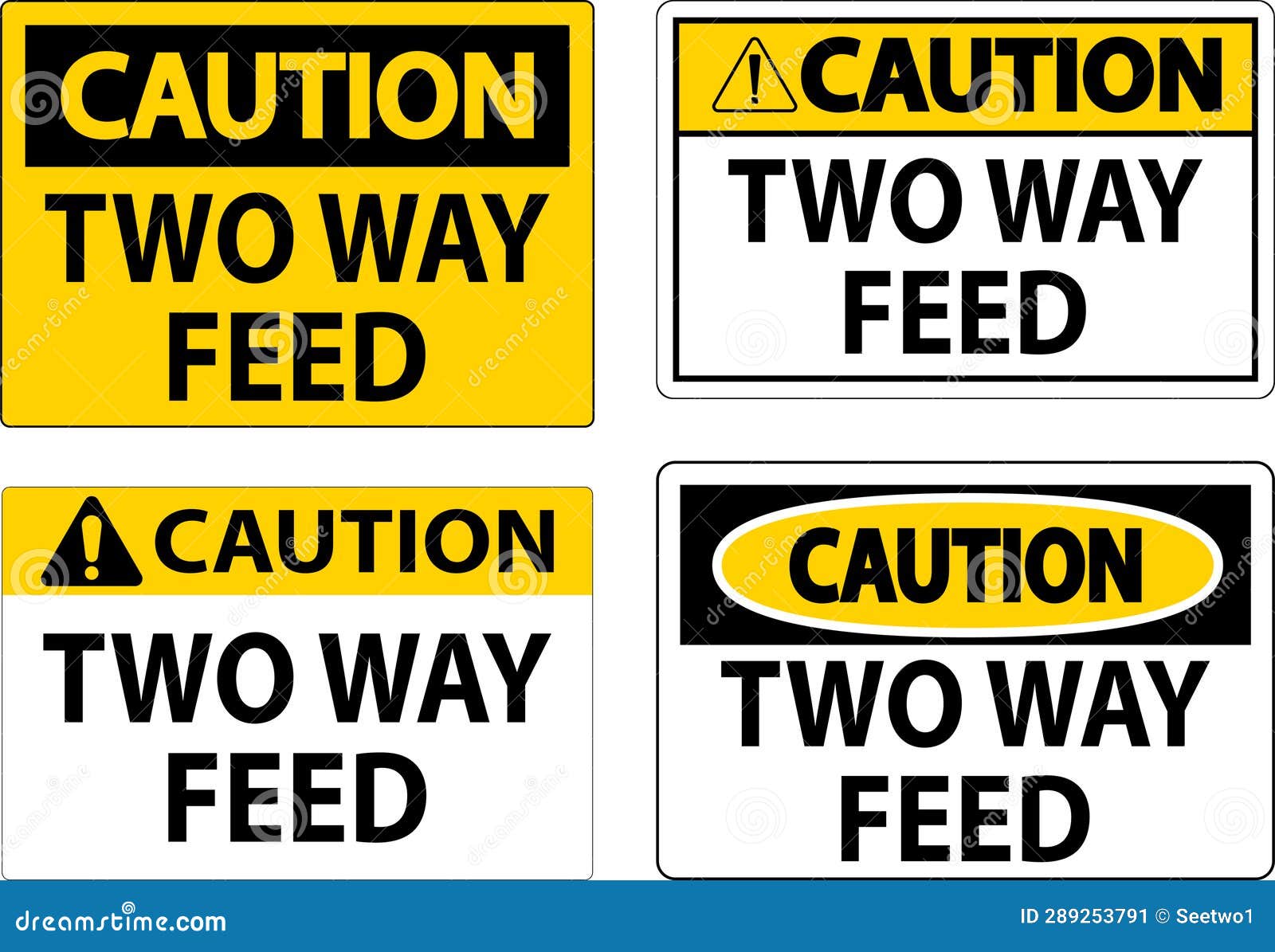 Caution Sign Two Way Feed stock vector. Illustration of eating - 289253791