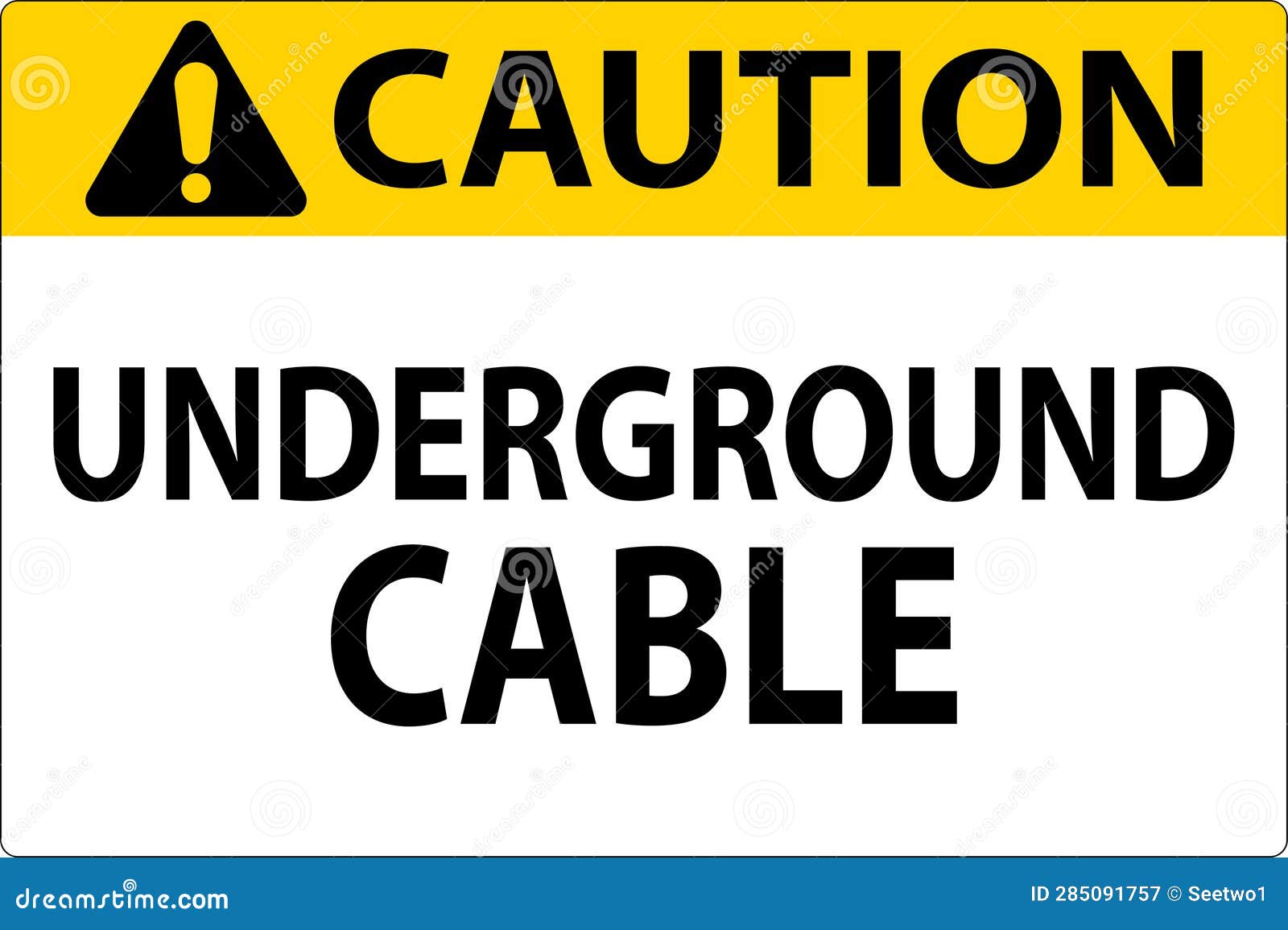 Caution Sign, Underground Cable Stock Vector - Illustration of black ...