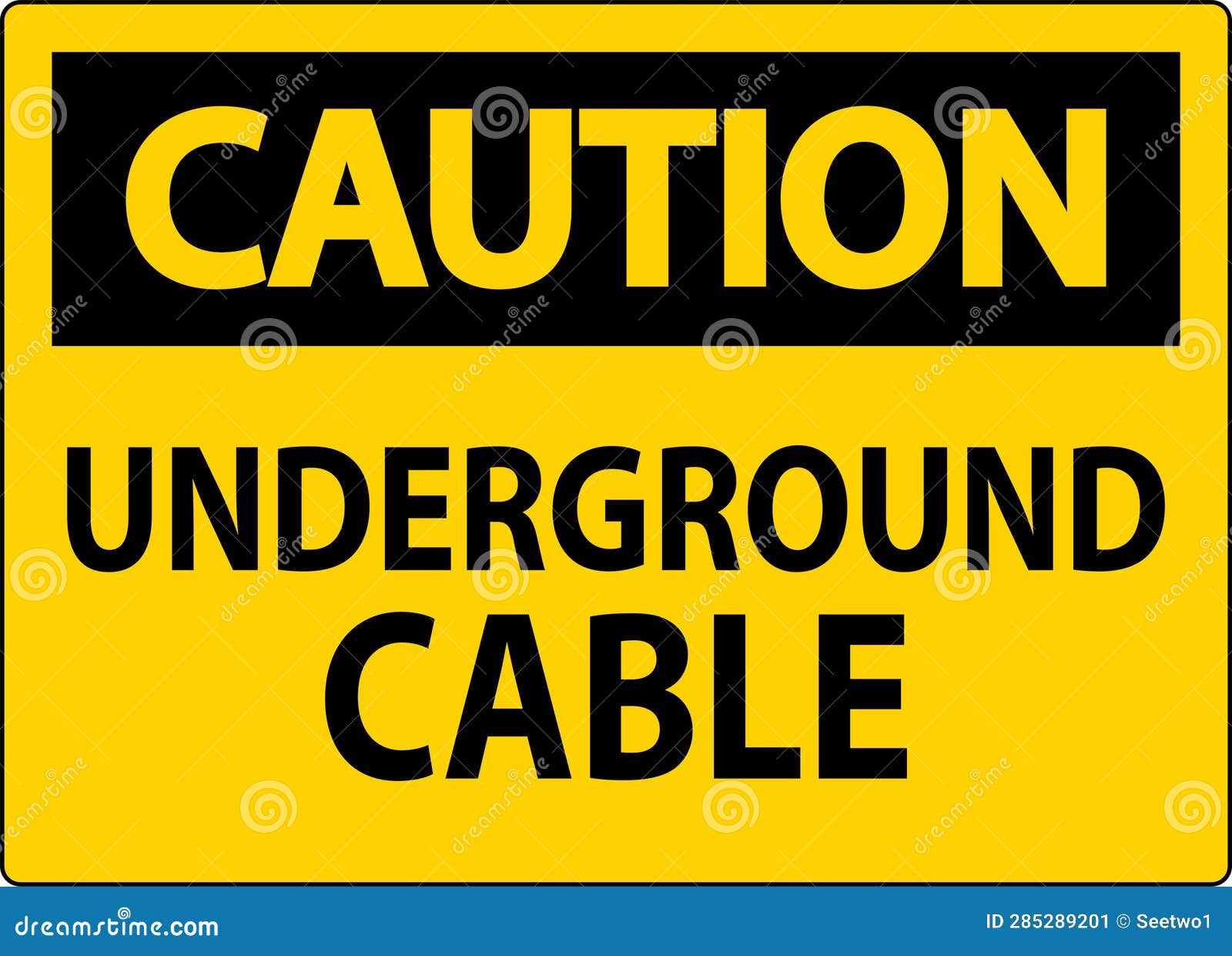 Caution Sign, Underground Cable Stock Illustration - Illustration of ...