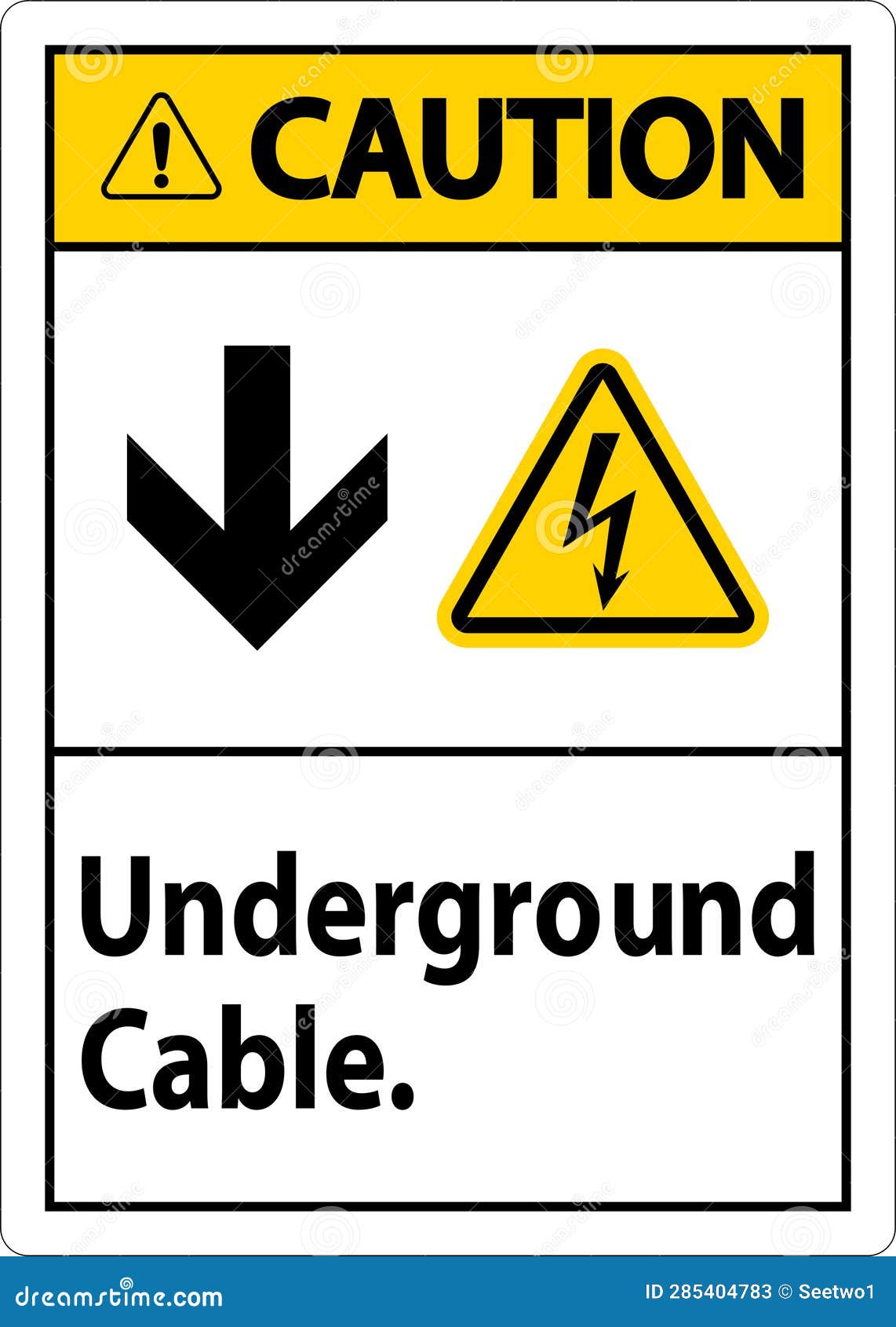 Caution Sign, Underground Cable Sign Stock Vector - Illustration of ...