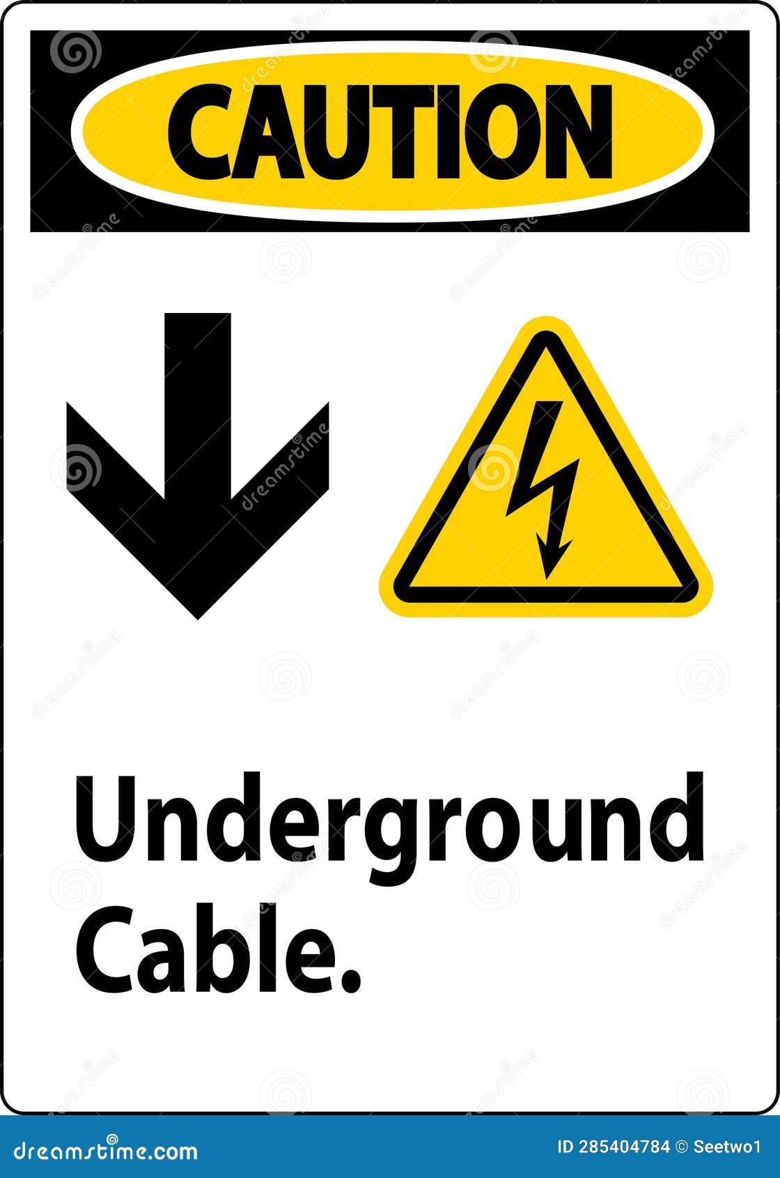 Caution Sign, Underground Cable Sign Stock Vector - Illustration of ...