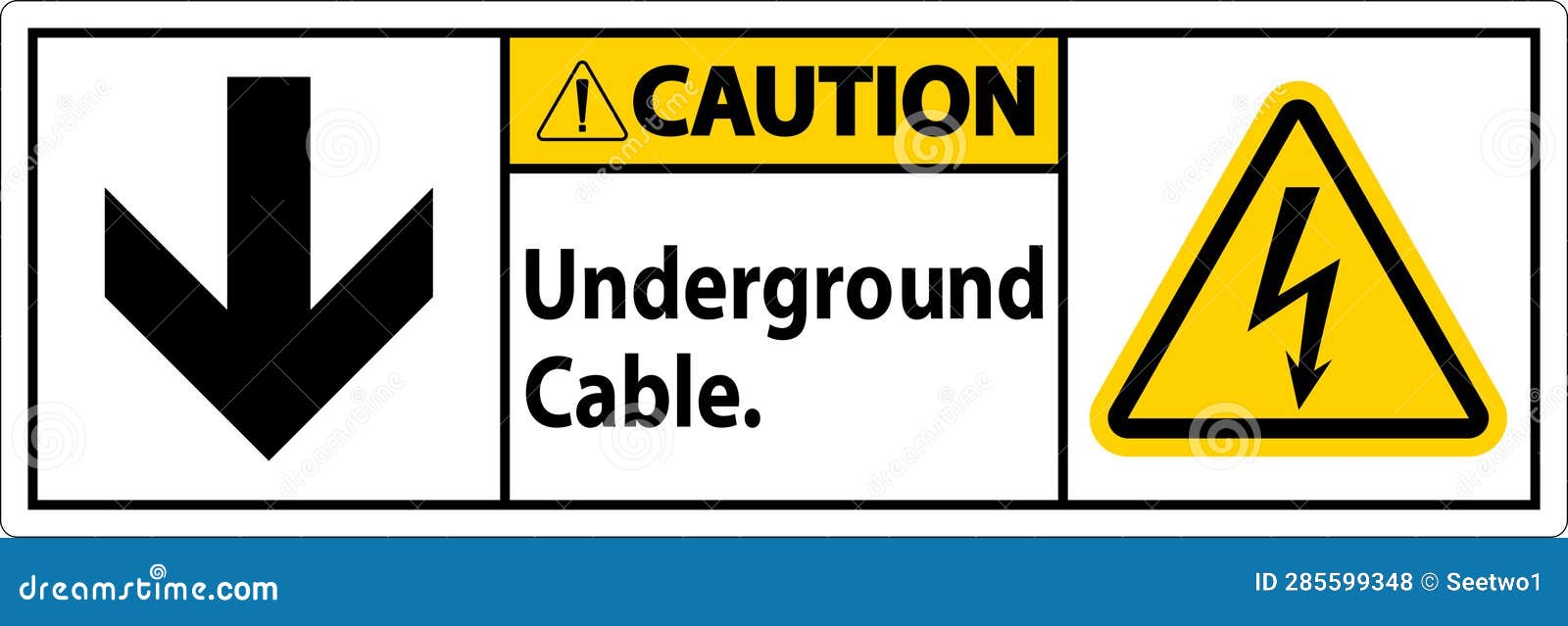 Caution Sign, Underground Cable Sign Stock Vector - Illustration of ...