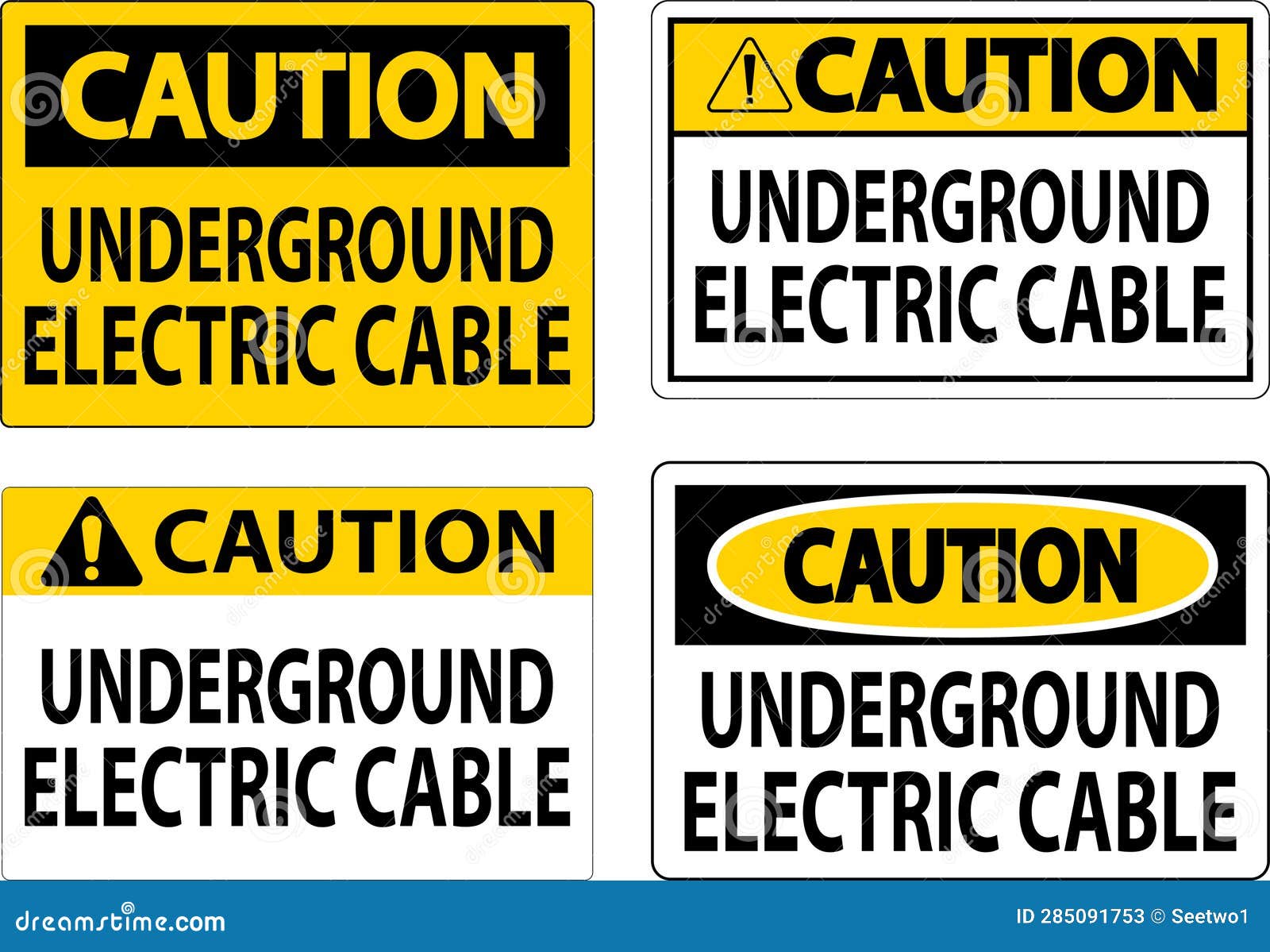 Caution Sign, Underground Electric Cable Stock Vector - Illustration of ...