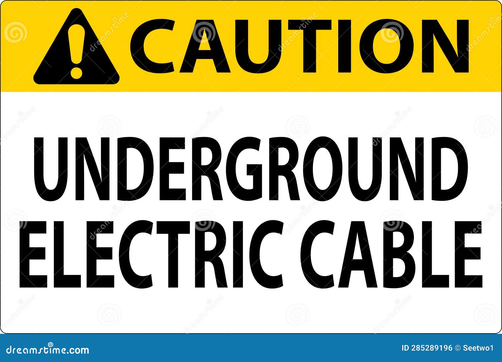 Caution Sign, Underground Electric Cable Stock Vector - Illustration of ...