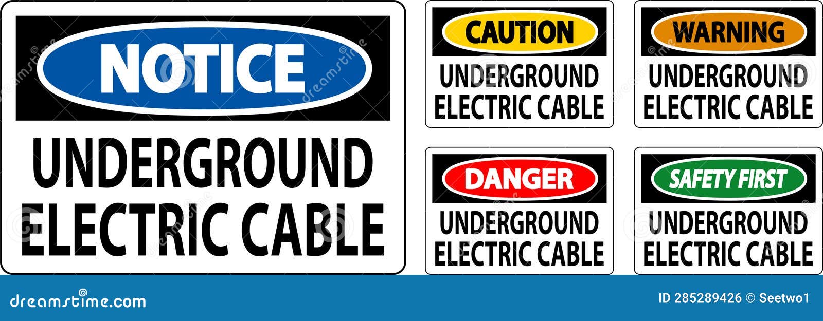 Caution Sign, Underground Electric Cable Stock Vector - Illustration of ...