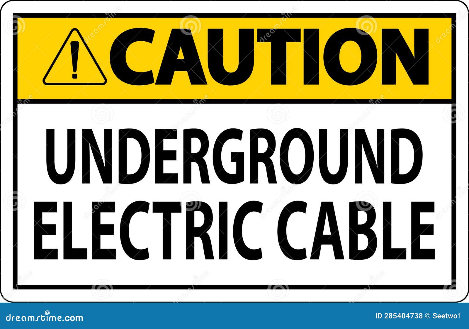 Caution Sign, Underground Electric Cable Stock Vector - Illustration of ...