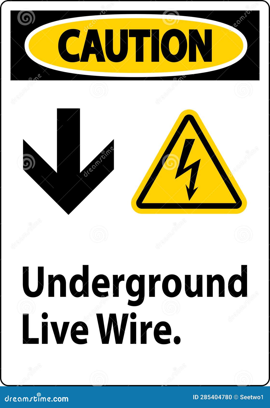 Caution Sign, Underground Live Wire Stock Vector - Illustration of ...
