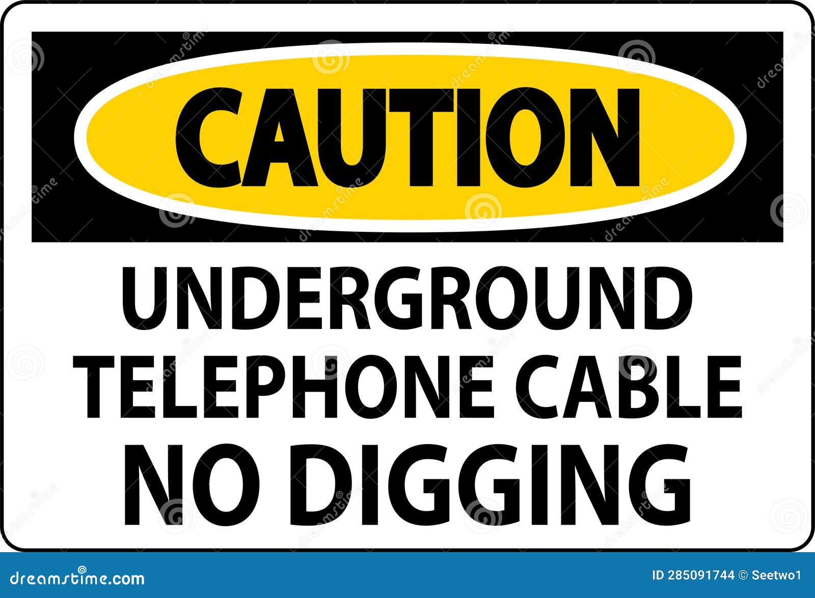 Caution Sign, Underground Telephone Cable No Digging Stock Vector ...
