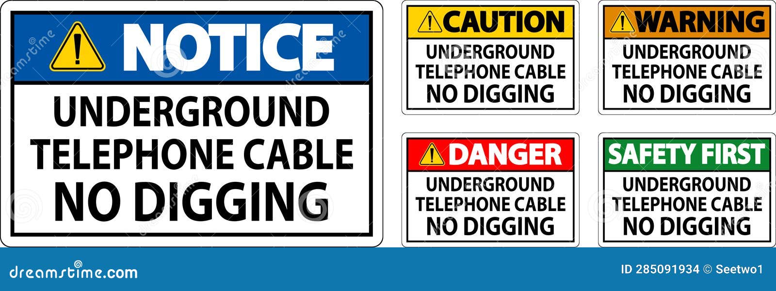 Caution Sign, Underground Telephone Cable No Digging Stock Vector ...