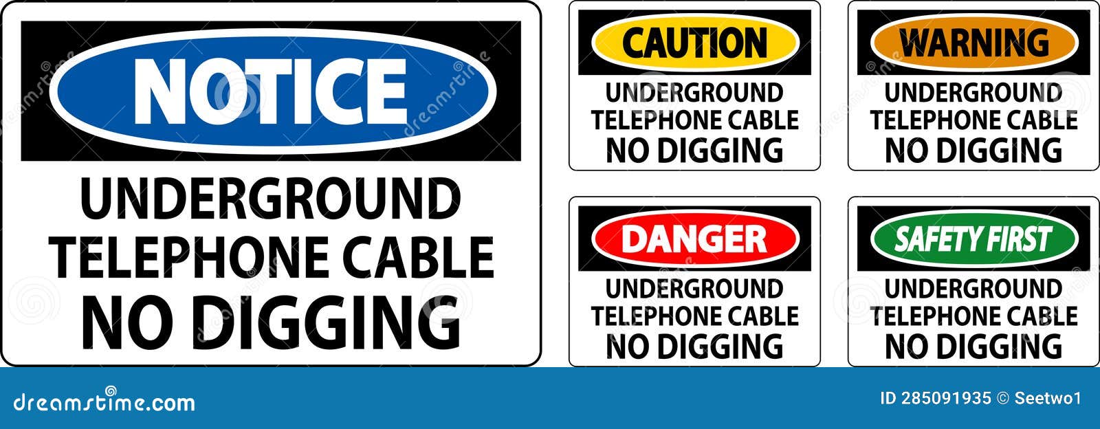 Caution Sign, Underground Telephone Cable No Digging Stock Vector ...