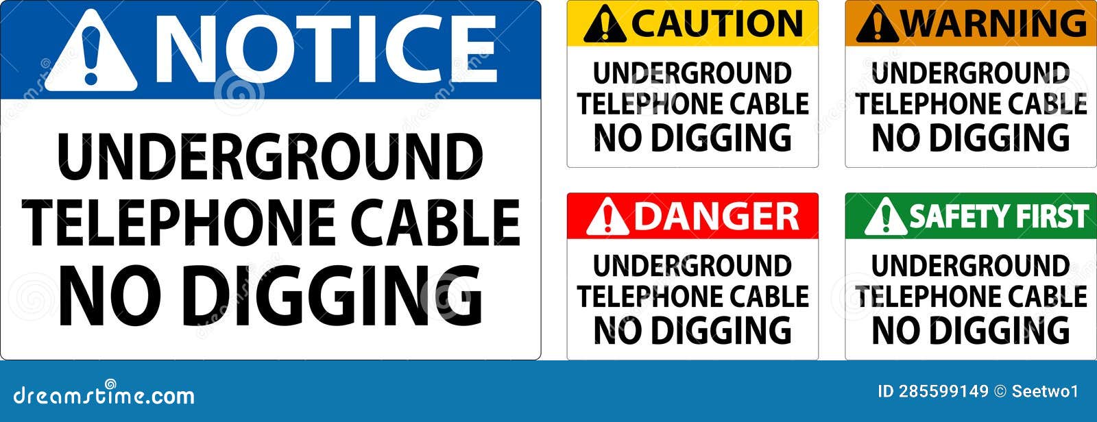 Caution Sign, Underground Telephone Cable No Digging Stock Vector ...