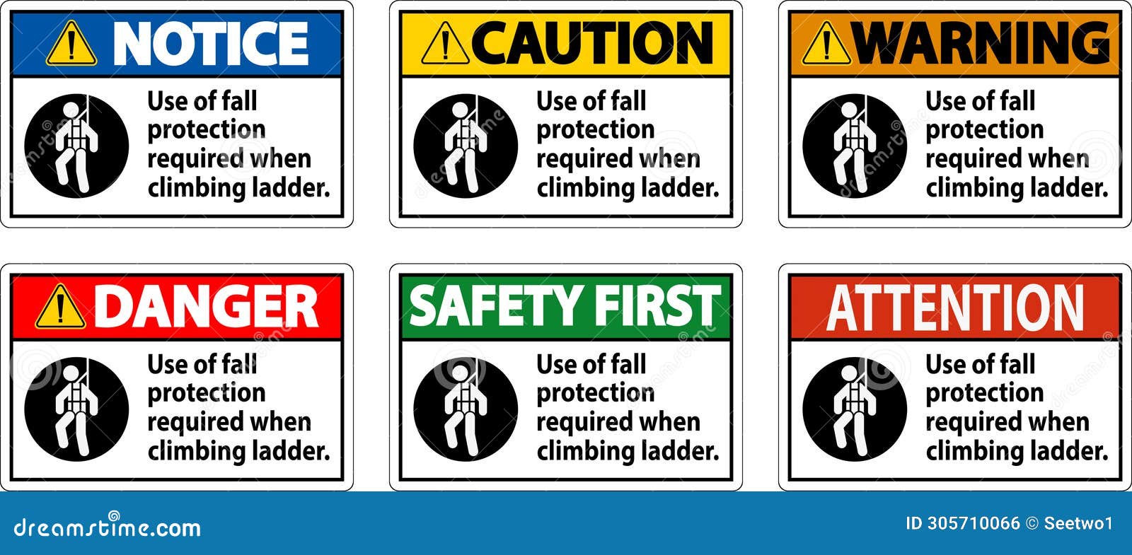 Caution Sign, Use of Fall Protection Required when Climbing Ladder ...