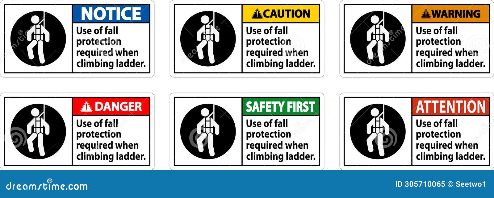 Caution Sign, Use of Fall Protection Required when Climbing Ladder ...