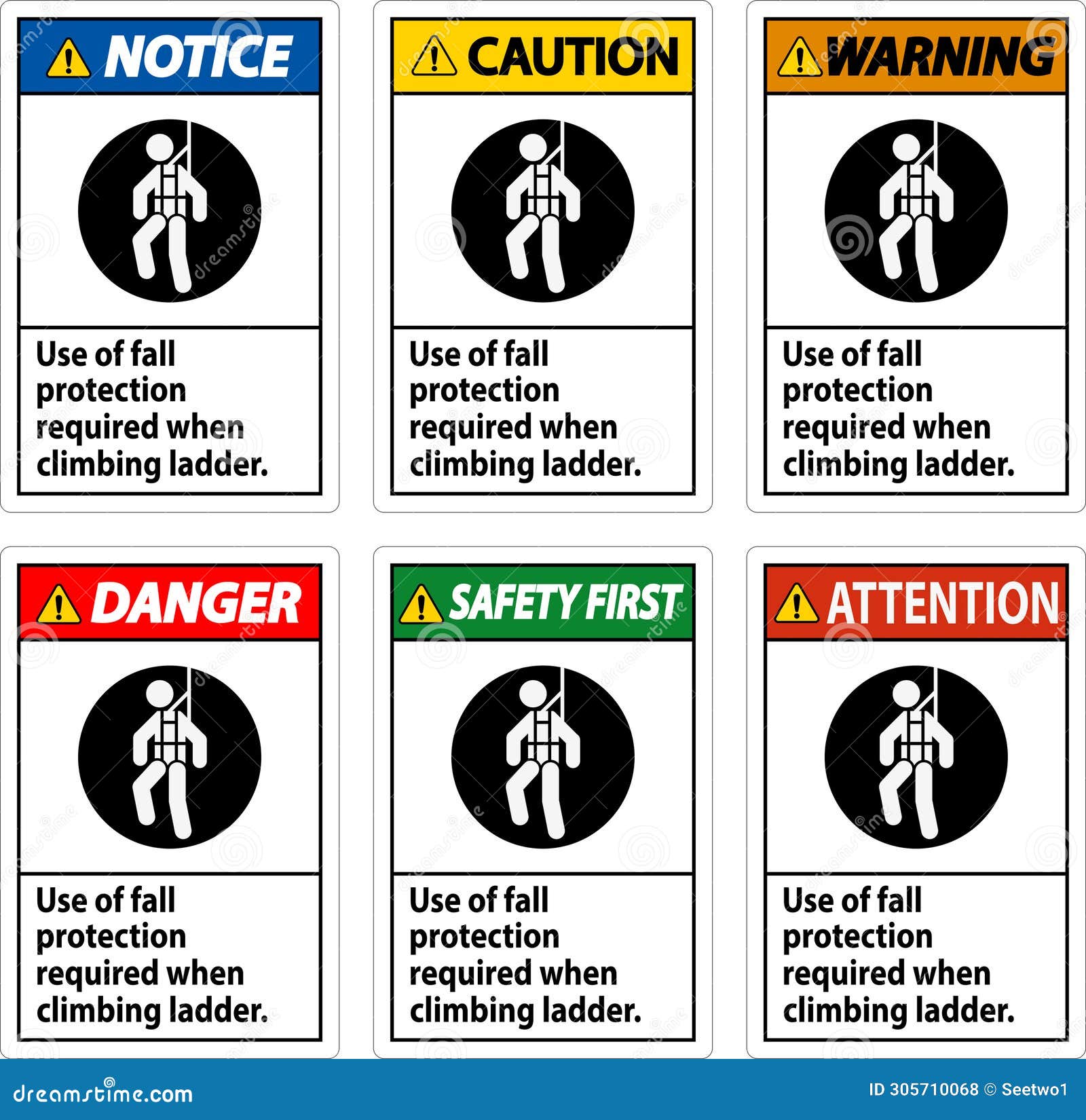 Caution Sign, Use of Fall Protection Required when Climbing Ladder ...