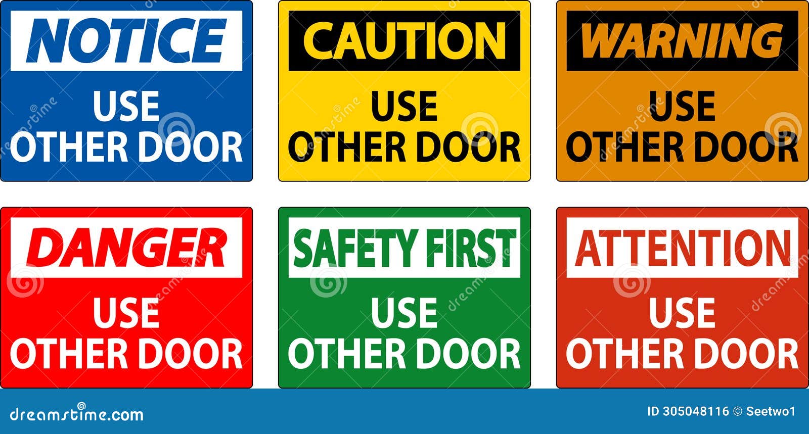 Caution Sign, Caution: Use Other Door Stock Vector - Illustration of ...