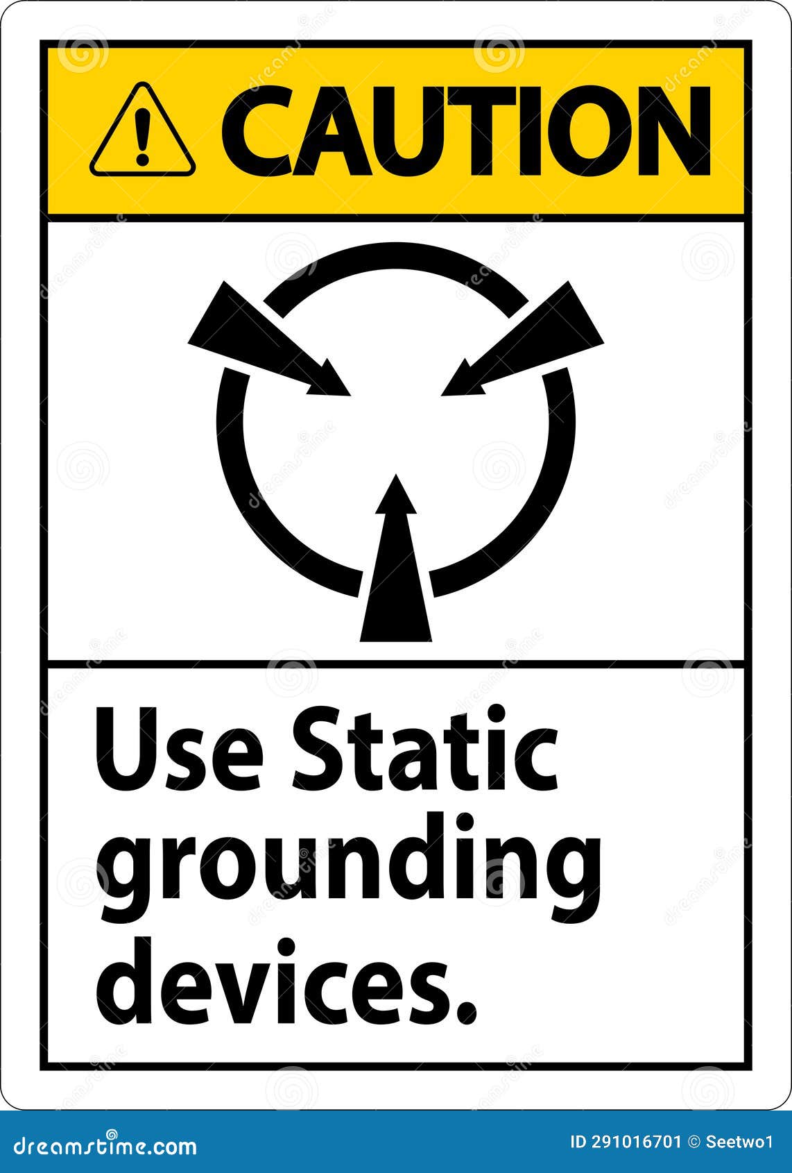 Caution Sign Use Static Grounding Devices Stock Vector - Illustration ...