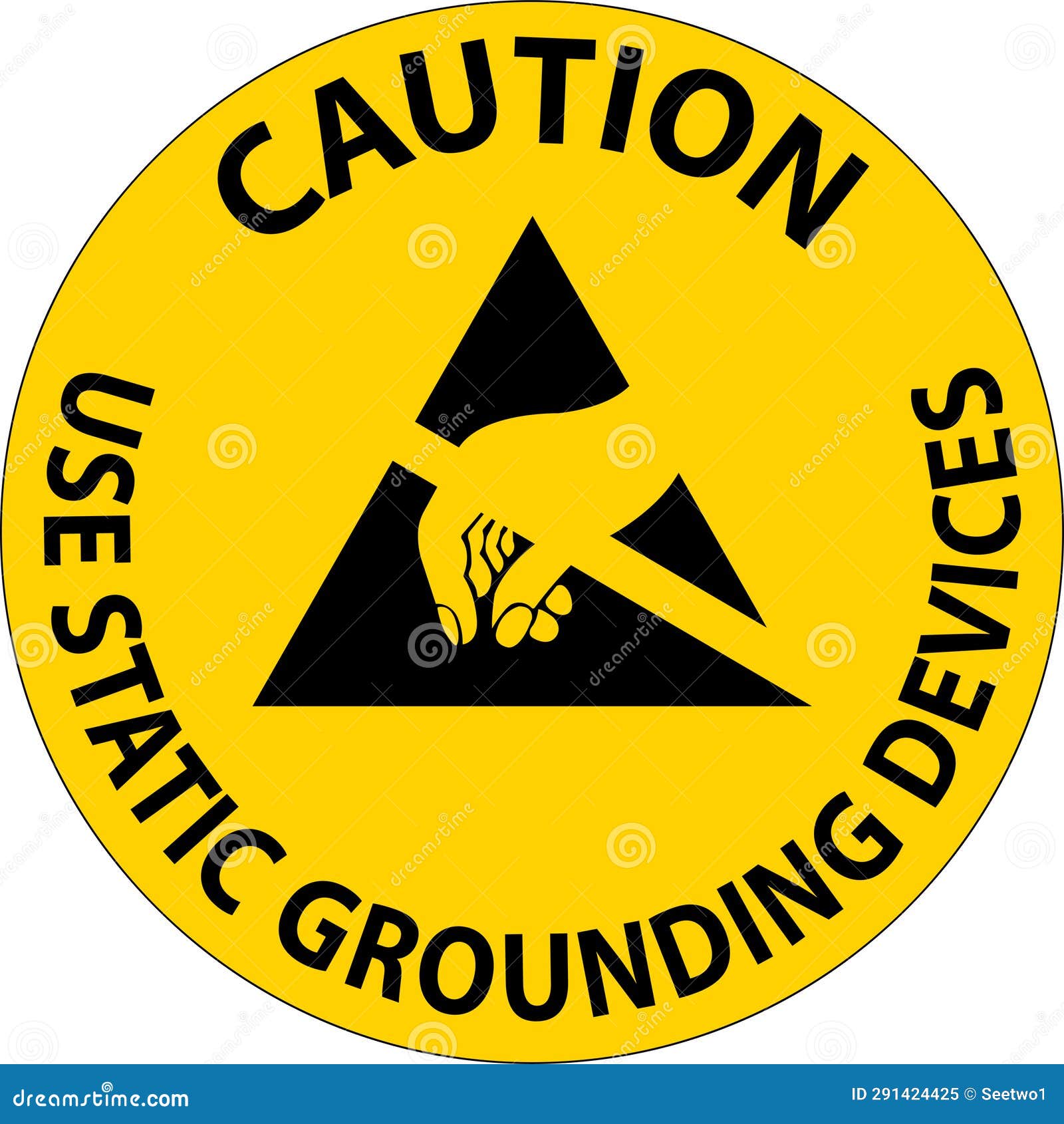 Caution Sign Use Static Grounding Devices Stock Vector - Illustration ...