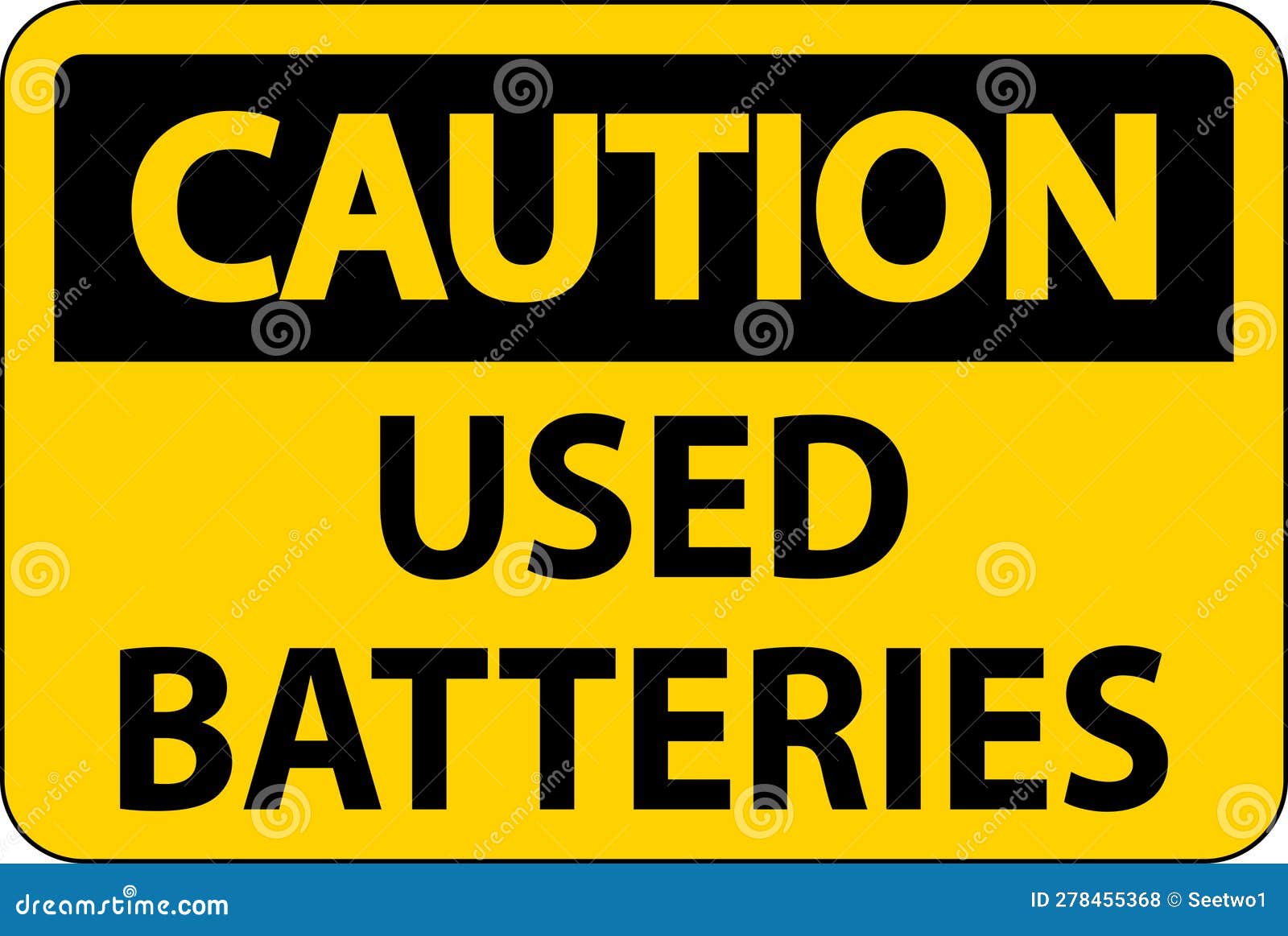Caution Sign Used Batteries on White Background Stock Vector ...