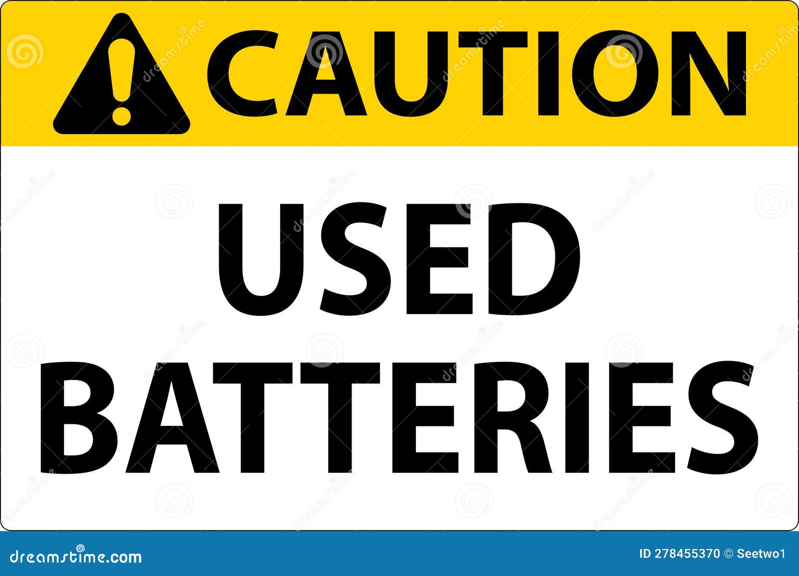 Caution Sign Used Batteries on White Background Stock Vector ...