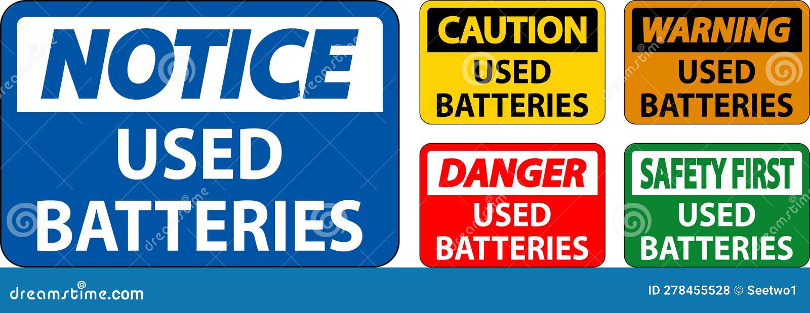 Caution Sign Used Batteries on White Background Stock Vector ...